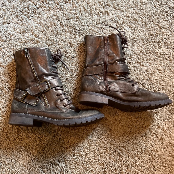 Dolce by Mojo Moxy | Shoes | Bronze Metallic Combat Boots | Poshmark